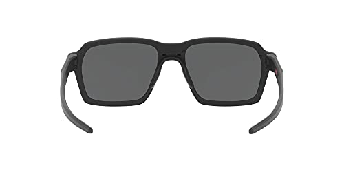 Oakley Men's OO4143 Parlay Rectangular Sunglasses, Matte Black/Prizm Black Polarized, 58 mm