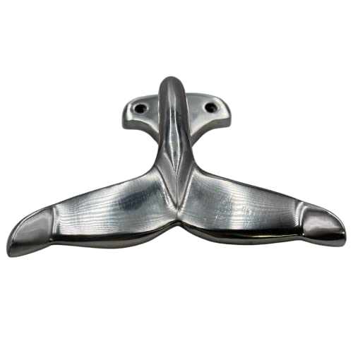 Needzo Nautical Whale Tail Hook, Heavy Aluminum Cast Wall Hooks Decorative Coastal Home Decor, 8 inches