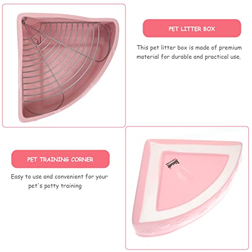 VILLCASE Rabbit Litter Tray, Rabbit Litter Box Ceramic Hamster Toilet Pet Potty Training Corner Cage Box Accessory for Rabbit Guinea Pig Chinchilla Small Animal, 12.97X9.43X3.93inch (Pink)