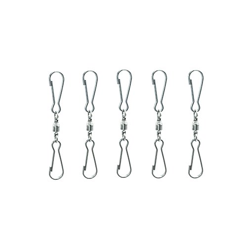 LGEGE Accessories for Wind Spinner, 5 PCS Smooth Spinning Dual Clip Swivels Wind Spinner Hangers Spiral Tails Twisters Wind Socks, for Spinning Windsocks, Kites, Flower Pots, Bird Feeders, Flags