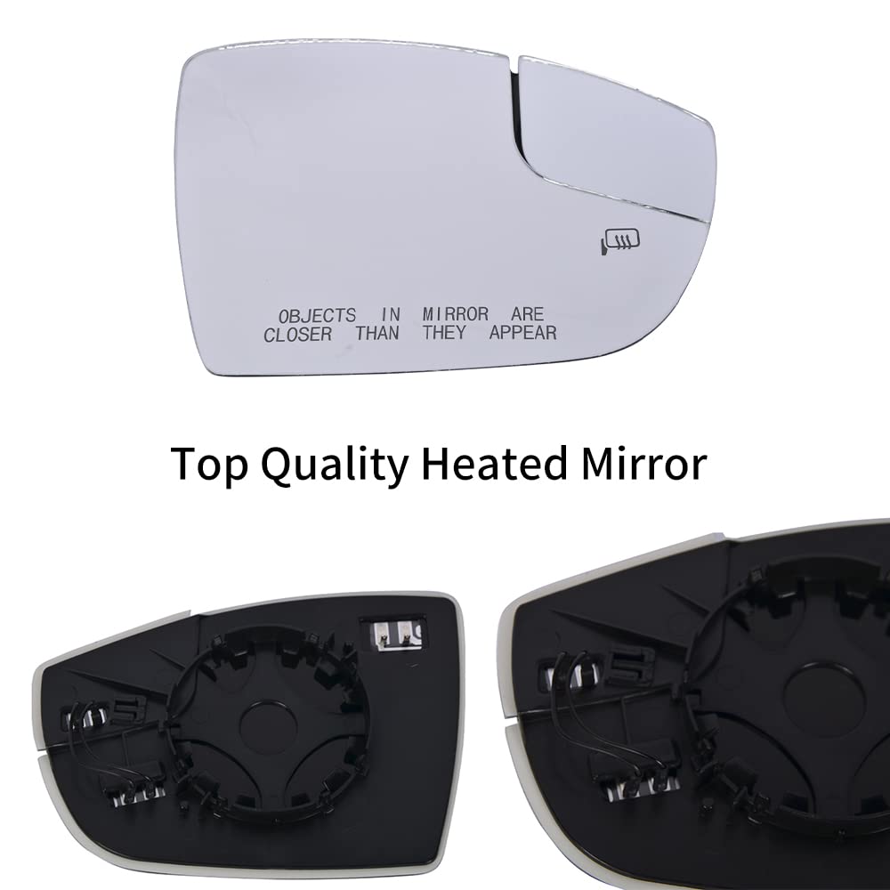 Getfarway Right Passenger Side Power Heated Mirror Glass Compatible With Ford Focus(2012-2018)Blind Spot Detect Rear Holder Rear View Mirror Right Heated Convex Mirror Glass CM5Z-17K707-G