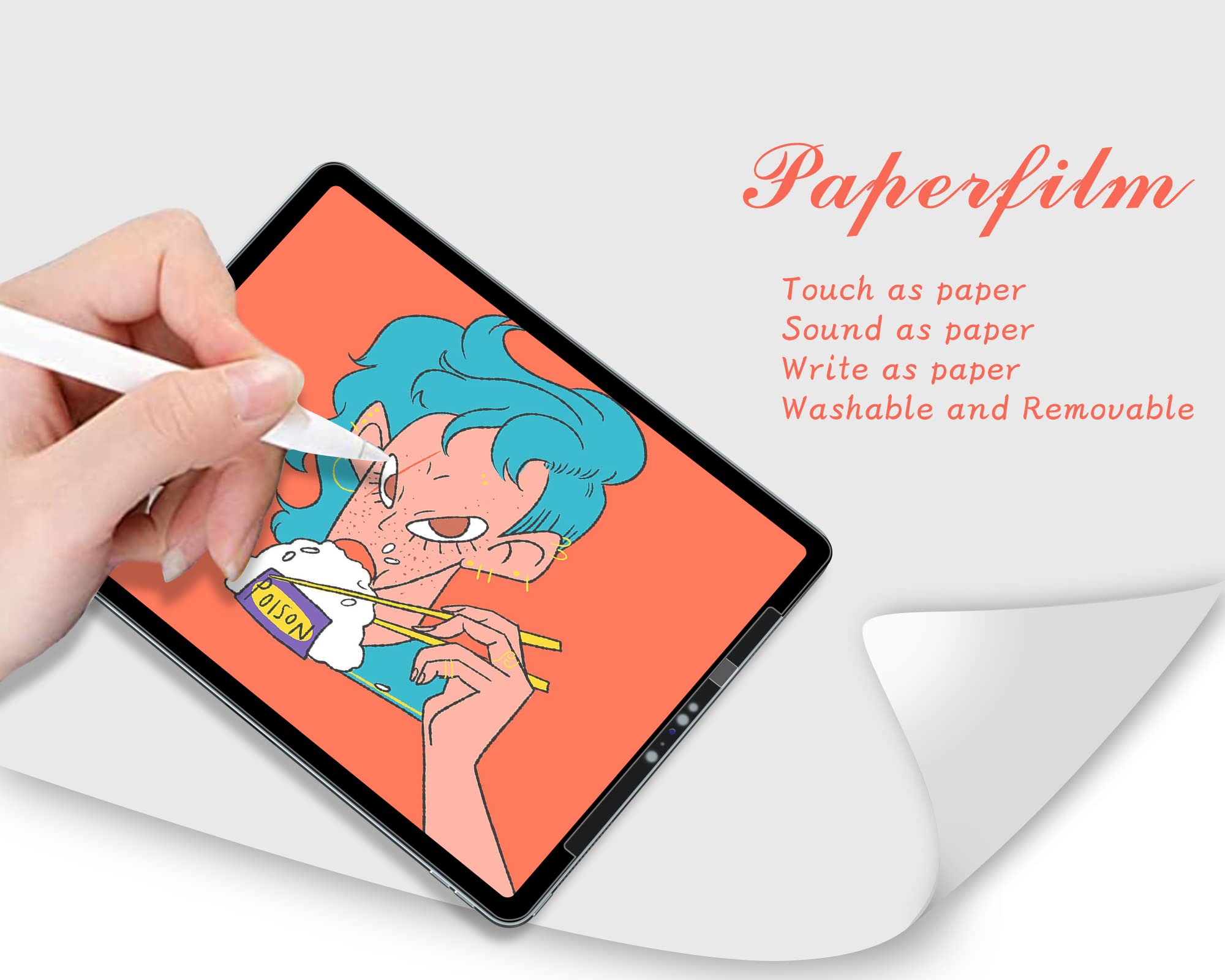 Paperfilm iPad air 5th generation screen protector，iPad pro 11 inch screen protect all Model，ipad air screen protector 5th/4th generation 10.9 inch （2022 / 2020），Write Like on Paper/Anti-Glare/Removable & Reusable/No Bubbles