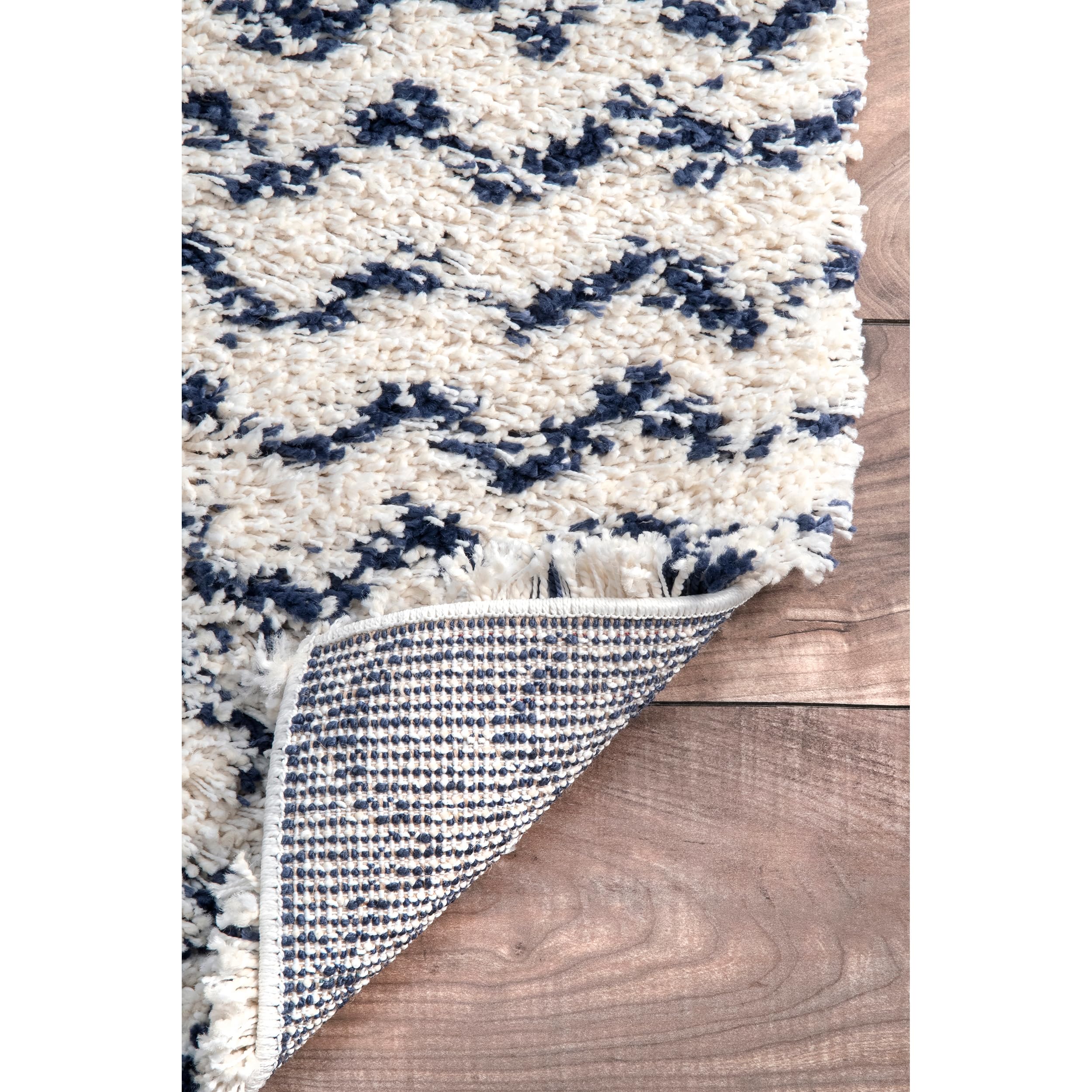 nuLOOM Cuellar Chevron Shag Area Rug, 7x9, Navy