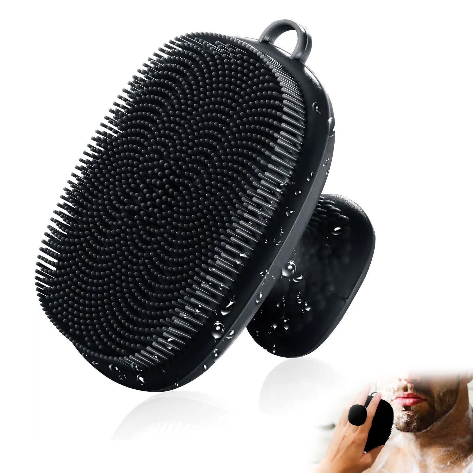 Face Scrubber,Silicone Face Scrubber for Men, Facial Cleansing Brush Silicone Face Wash Brush Manual Waterproof Cleansing Skin Care Face Brushes for Cleansing and Exfoliating (Black)