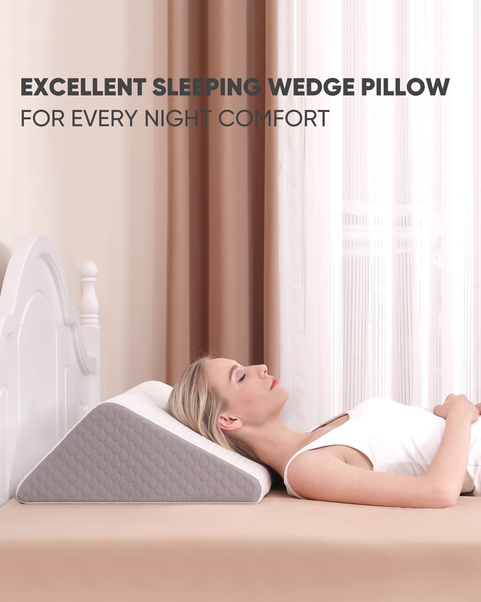 Forias Knee Wedge Pillow 8" Pure Memory Foam Bed Wedge Pillow for Sleeping After Surgery Triangle Pillow for Knee Support Leg Elevation Sciatica Knee Hip Back Pain Relief