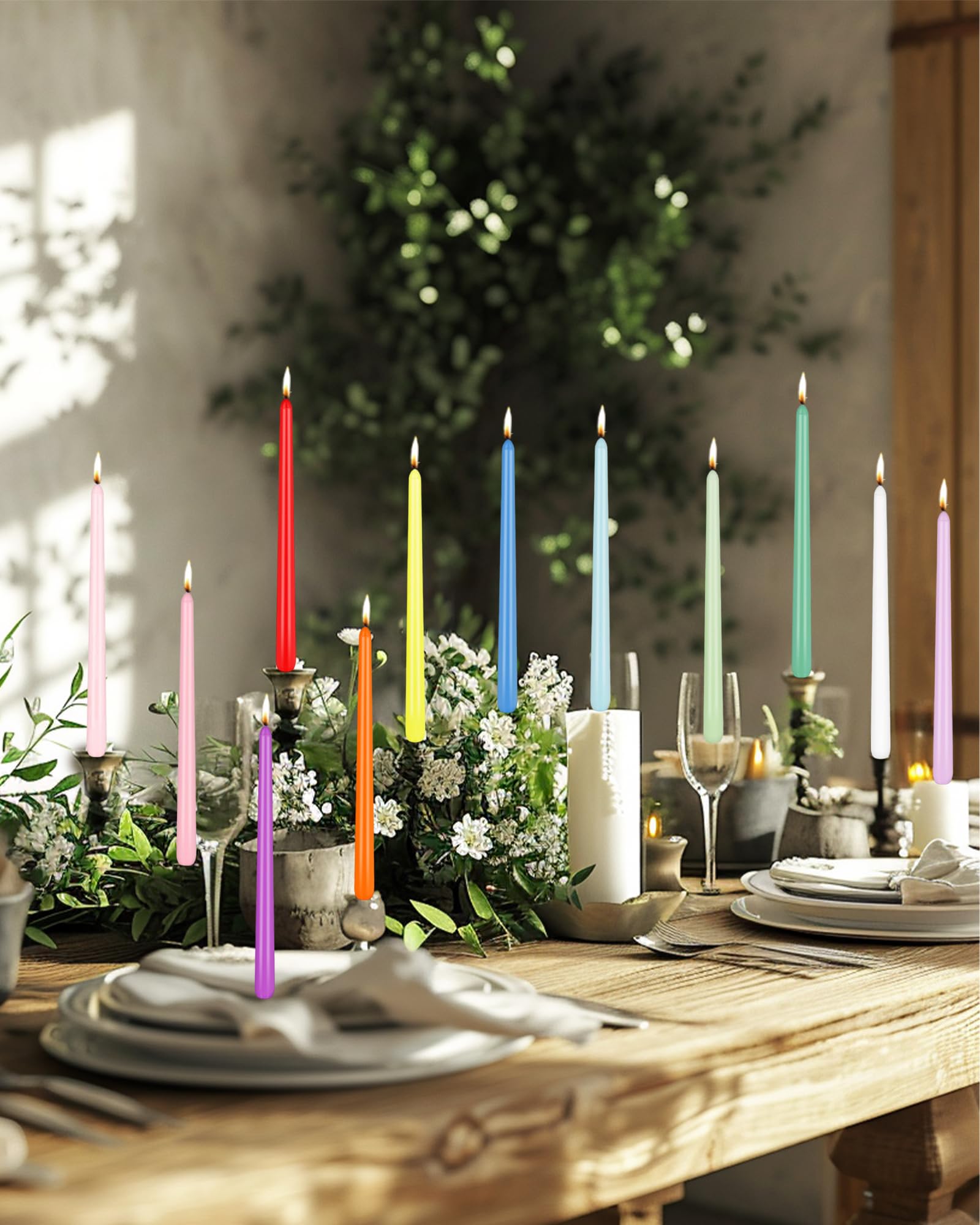 LPUSA Brown Tall Taper Candles 12 inch Unscented Smokeless Long Tall Tapered Candle for Candlesticks Sticks Wedding Advent Home Decor Dinner Christmas,Set of 12
