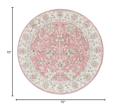 SAFAVIEH Glamour Collection 6' Round Pink / Beige GLM628U Handmade Premium Wool Area Rug