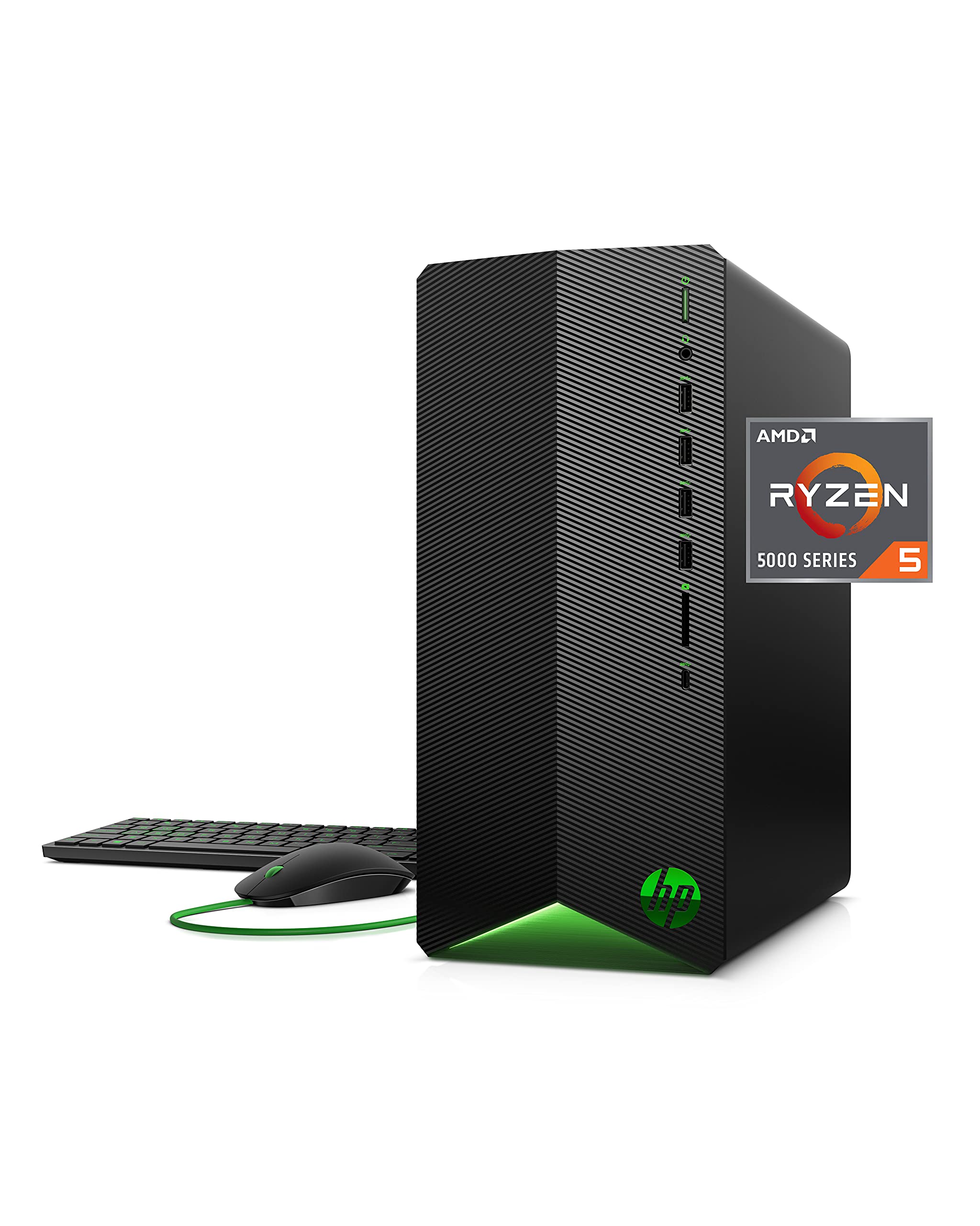 HP Pavilion Gaming PC AMD Ryzen 5 5600G Processor, 8 GB RAM, 512 SSD, Windows 10 Home Wi-Fi & Bluetooth 4.2 Combo, 9 USB Ports, Pre-Built Tower, Mouse and Keyboard (TG01-2030) (Renewed)