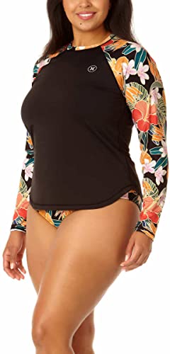 hurley Womens UPF 50+ Long Sleeve Rashguard (as1, Alpha, m, Regular, Regular, Caribbean Dreamin)