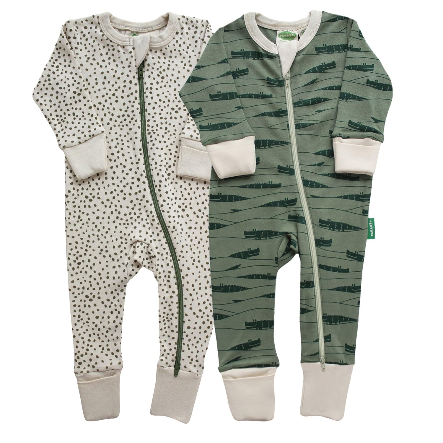 PARADE '2-Way' Zip Romper Bundle 2-Pack - Long Sleeve Tigers and Caramel Pebble 2T