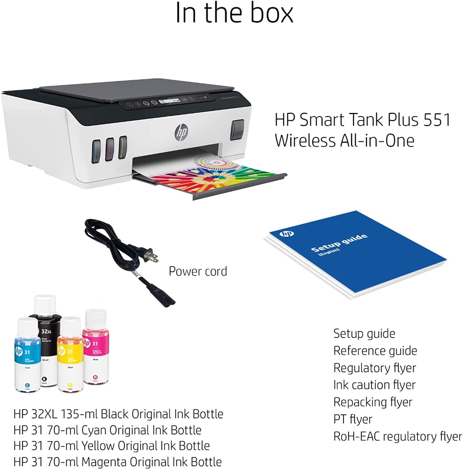 HP Smart Tank Plus 551 All-in-One Wireless Color Inkjet Printer - Print Scan Copy - 11 ppm, 4800 x 1200 dpi, Manual Duplex Printing, Bluetooth, Hi-Speed USB 2.0