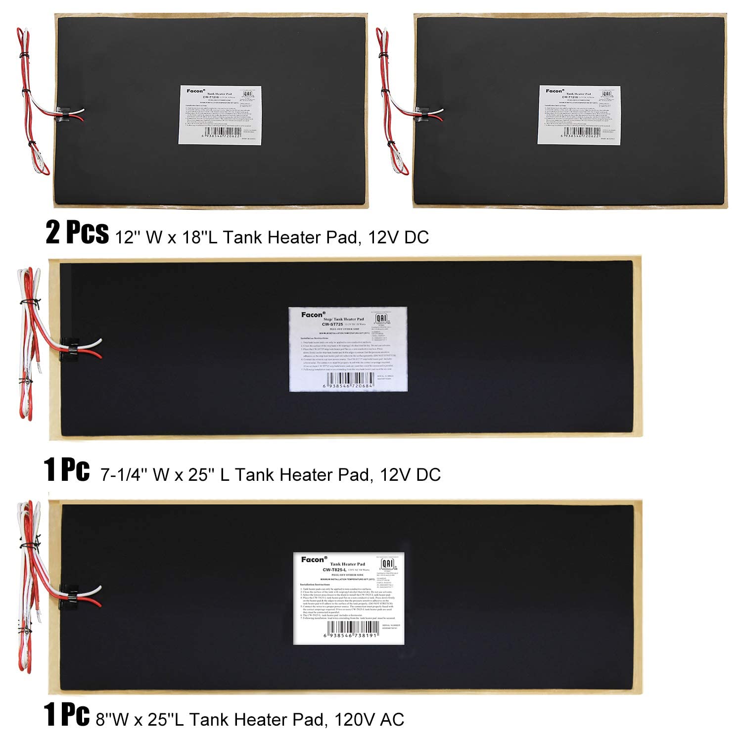 Facon RV Holding Tank Heater Pad, Up to 50 Gallons Fresh Water/Grey Water/Black Water Holding Tank Heating Pad with Automatic Thermostat Control
