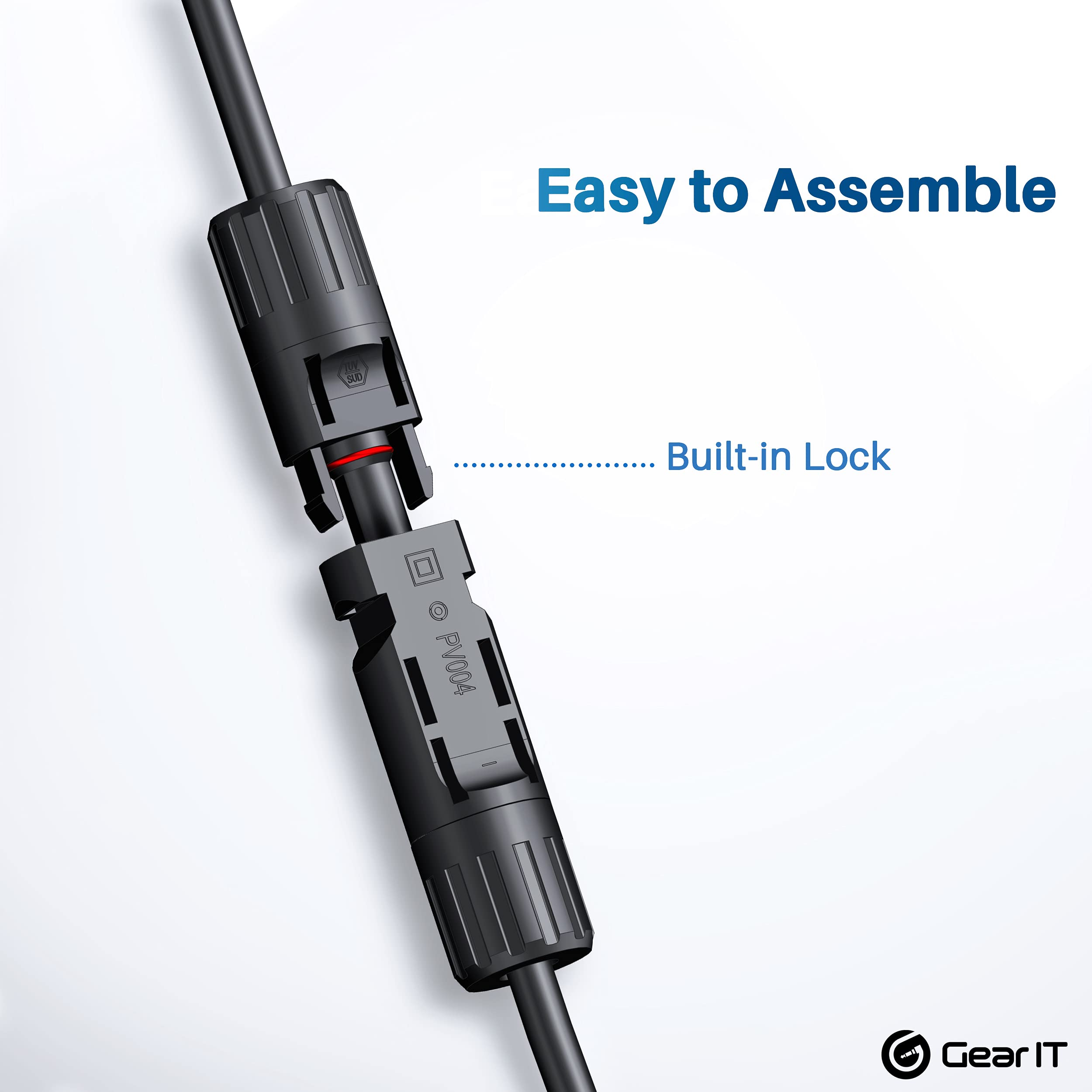 GearIT 12AWG Solar Extension & Y Multi Branch Adapter