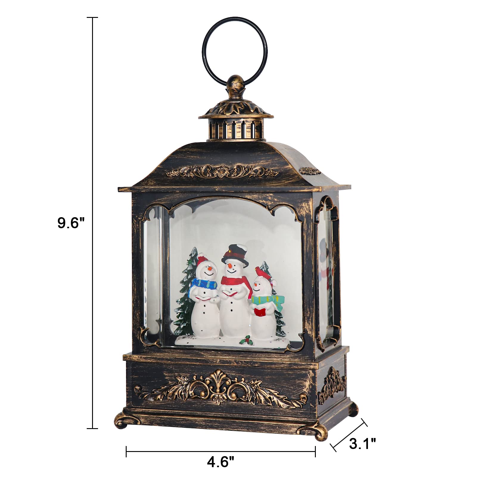 GenSwin Christmas Snowman Snow Globe Lantern Battery Operated Water Swirling Glitter with 6H Timer, Musical LED Lighted Scene for Christmas Home Decoration Gift