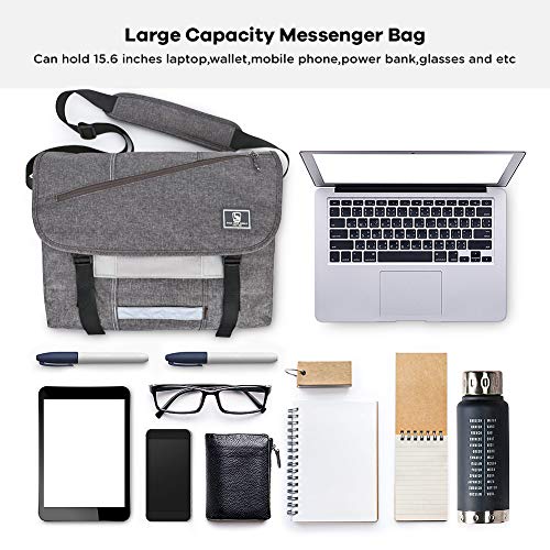 OIWAS Messenger Bag for Women - Canvas 15.6 Inch Laptop Satchel Computer Briefcase Mens Crossbody Bag