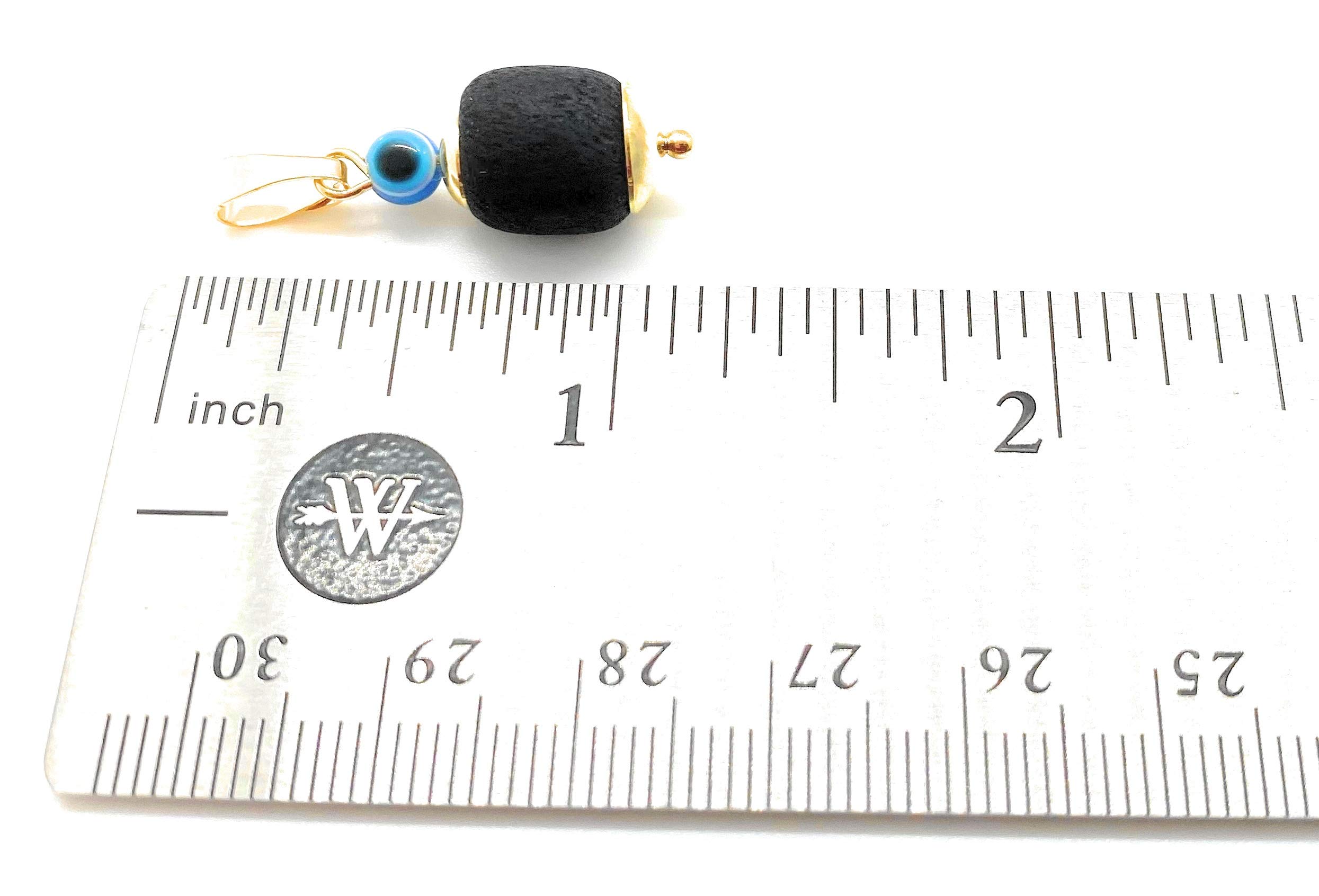 Genuine Azabache Charm Blue Evil Eye Powerful Protection Pendant Piedra Natural Contra El Mal De Ojo (Religious)