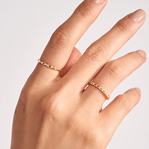 GELIN 14K Solid Gold Chain Ring for Women | 14k Gold Stackable Rings, Size 8