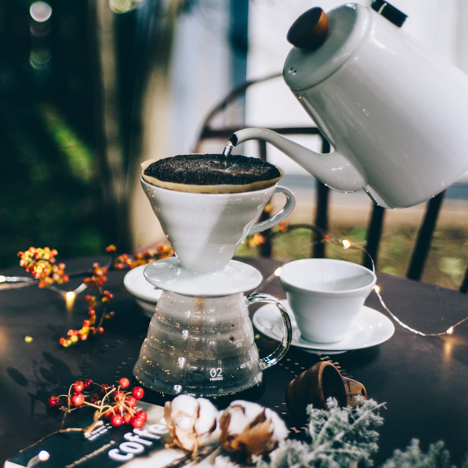 Hario V60 Ceramic Coffee Dripper Pour Over Cone Coffee Maker Size 02, White