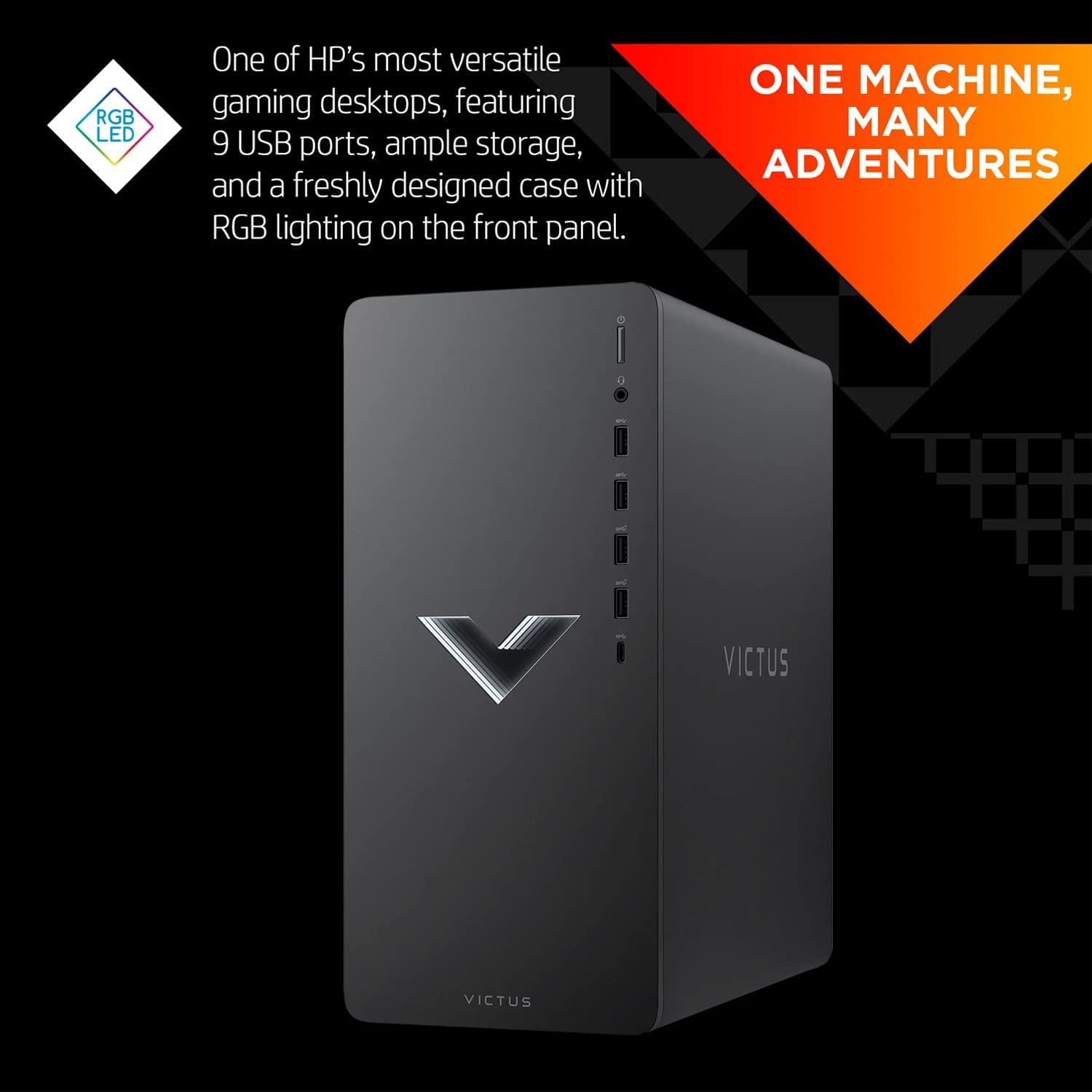 HP Victus Gaming Desktop, AMD Ryzen 7-5700G Processor, Radeon RX 6600XT 8GB Graphics(Outperforms RTX 3060), 32GB RAM, 512GB PCIe SSD+1TB HDD, Wi-Fi 6, HDMI, 3X DisplayPort, Win11, Black