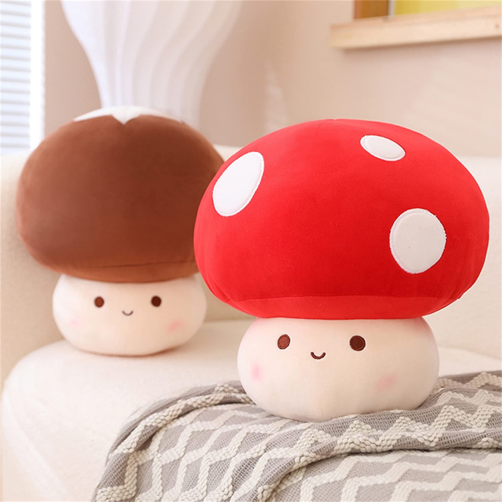 HappyLickdog 9 inch Mushroom Plush,Mushroom Plush Toy,Kawaii Mushroom Stuffed (Red)
