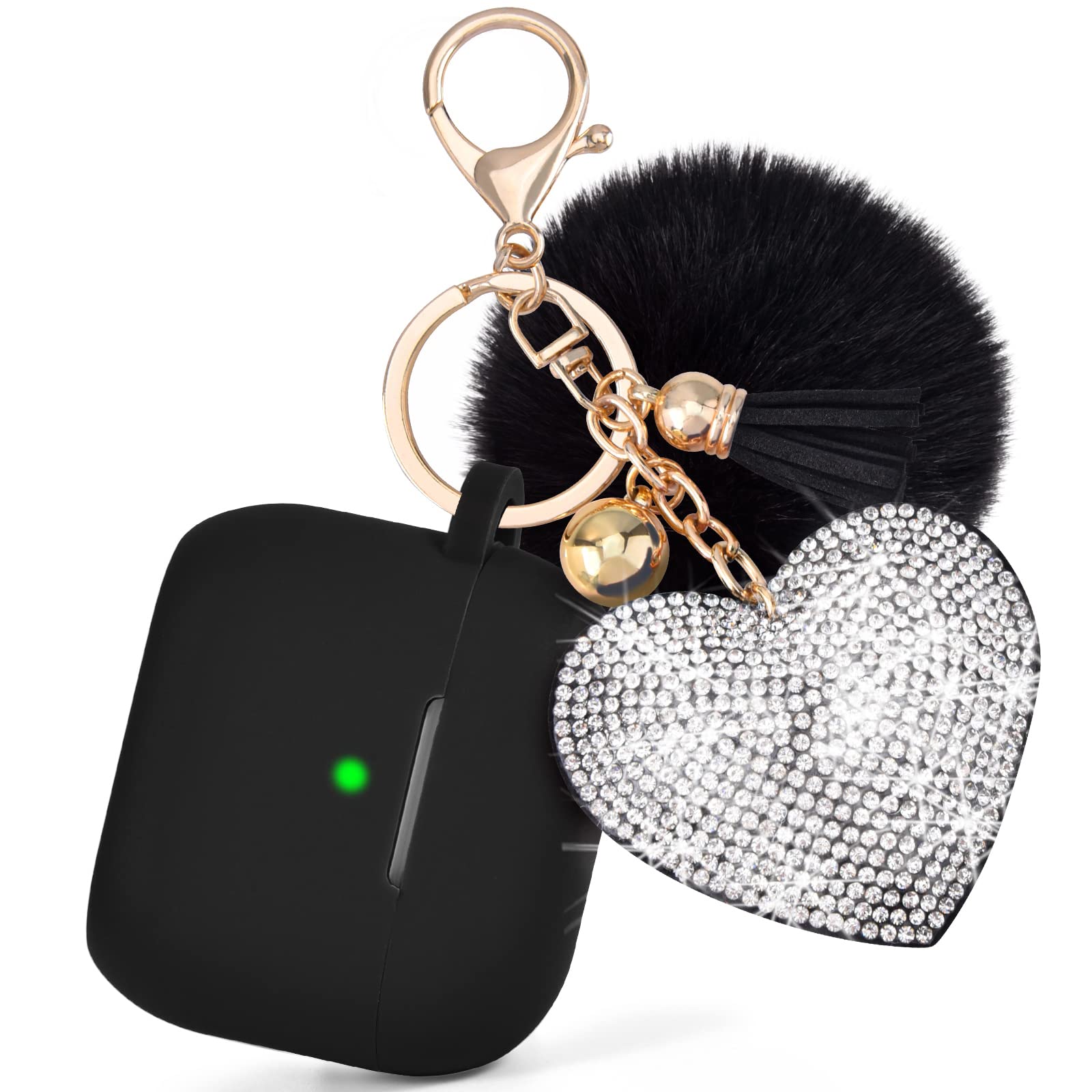 VISOOM Cute Airpods Case for Apple Airpods 3rd Generation Case Cover Women Bling Airpods Case 3rd Generation Airpods Case Pink with KeyChian Glitter Case for airpods 3 Case iPod 3rd Generation(Black)