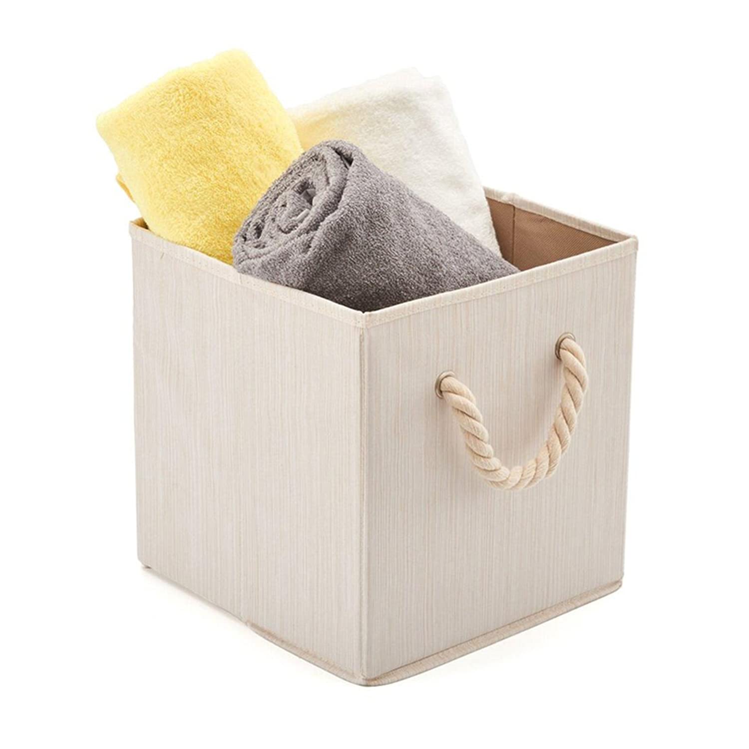 ENOVA HOME Fabric Bamboo Style Storage Box Set Storage Basket Fabric Organizer Storage Organization (Set of 4)