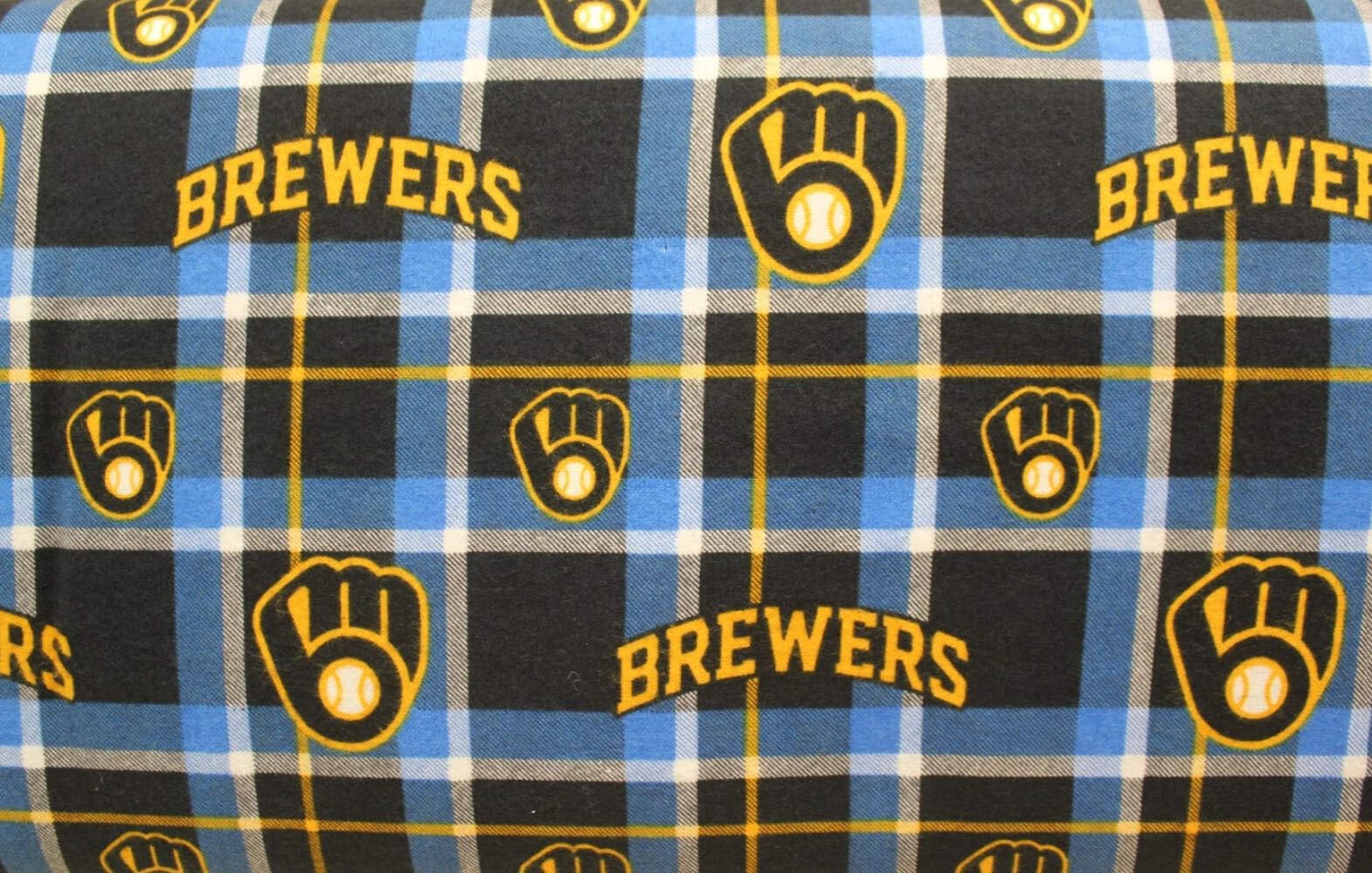 Price Per Yard Milwaukee Brewers Flannel Fabric Traditions MLB 100% Cotton Fabric