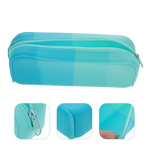 Silicone Pencil Case Pouch Bag Candy Color Pencil Case Cute Pen Case Silicone Pencil Case Small Cute Aesthetic Zipper Pencil Pouch for Travel Cosmetics Makeup Green