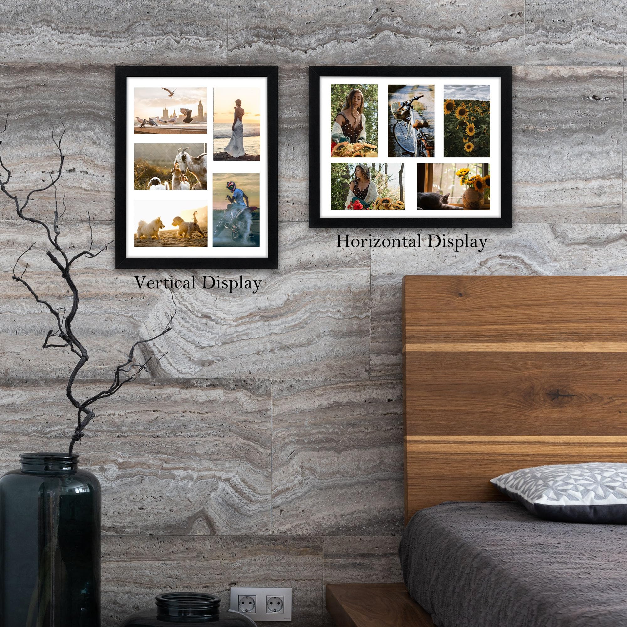 DUENPY 11x14 Collage Picture Frame, 4x6 Collage Picture Frame,Displays Five 4x6 inch Photos, or 11x14 (Without Mat) Available for Horizontal and Vertical Display,Black.