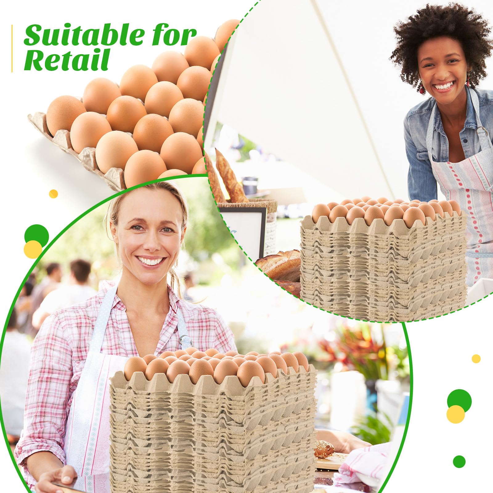 Estune 120 Pack Egg Cartons Crates Bulk 30 Cell Pulp Fiber Egg Flats Reusable Stackable Cardboard Chicken Egg Tray for Home Storing Packing Roach Colony Soundproofing