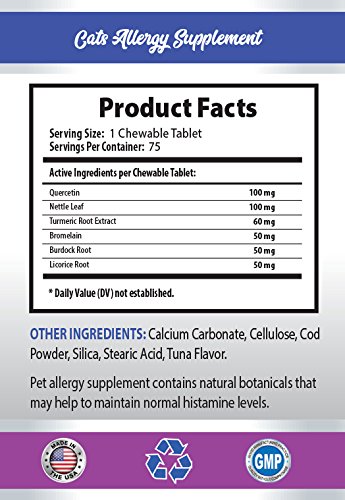 PET SUPPLEMENTS cat Liver Treats - Allergy Relief - for Cats - Advanced ITCHING Solution - CHEWABLE Treats - cat Skin Allergy - 3 Bottle (225 Chews)
