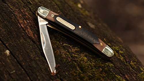 Old Timer 18OT Mighty Mite 4.7in Stainless Steel Traditional Folding Pocket Knife with 2in Clip Point Blade, Nickel Silver Bolsters, and Sawcut Handle for Whittling, Hunting, Camping, EDC, and Outdoor