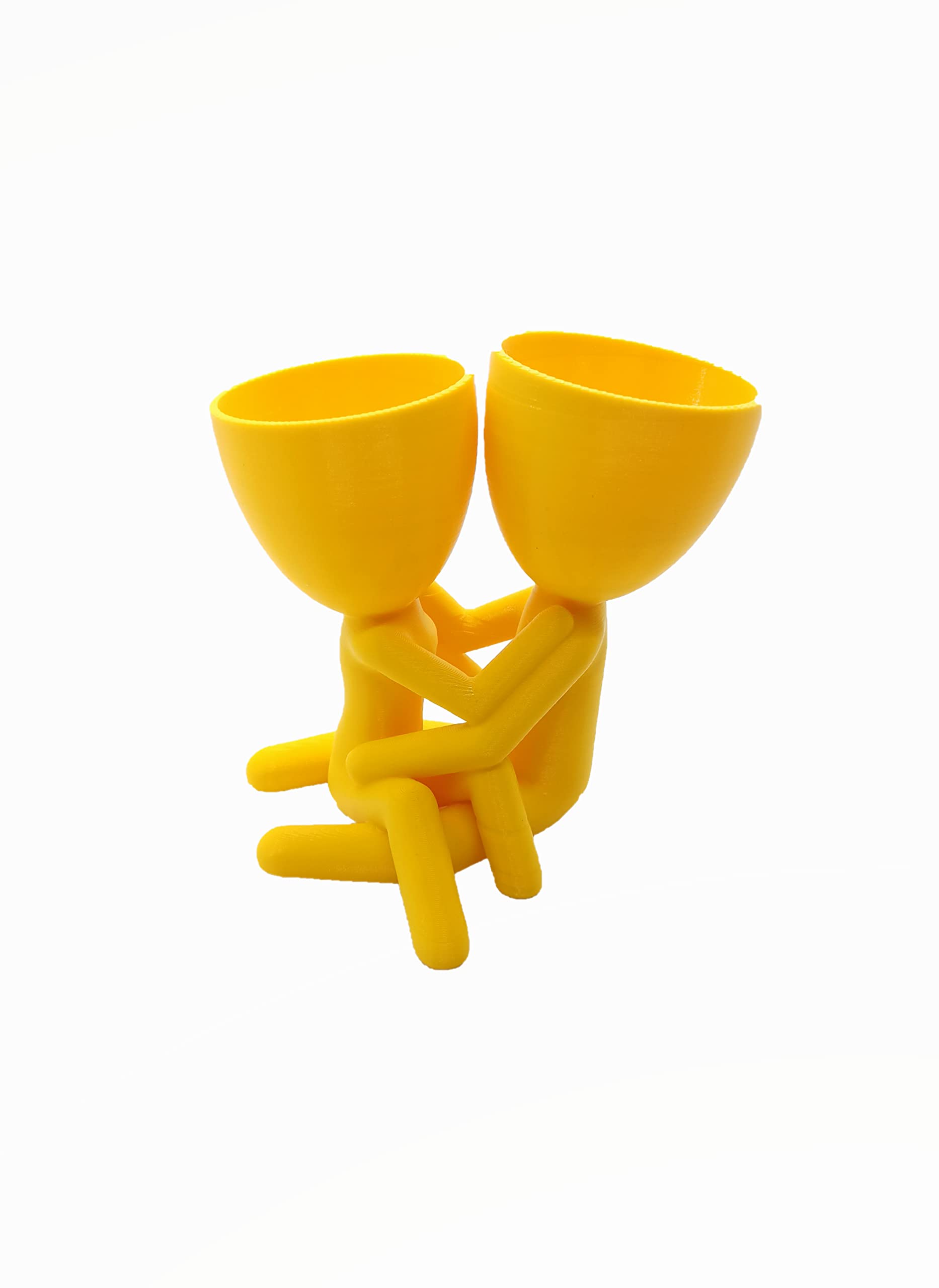 DUHALINE Valentine Humanoid Flower Pot, 3D Printing Head Planter Pot, Decorative PLA Succulent Planter, Mini Flower Pot with Shape of A Human Face, Human Shaped Mini Cactus Pot (D:2.17”) (Yellow)
