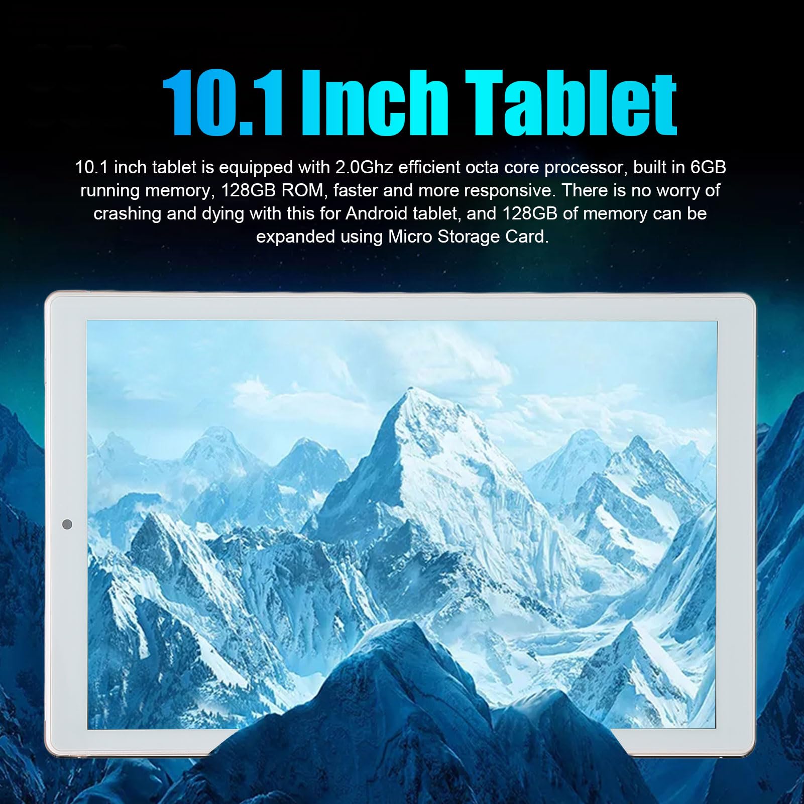 Gugxiom Android Tablet, 10.1 Inch FHD Screen, Octa Core Processor, 6GB RAM, 128GB ROM, 5MP+8MP Camera, 6000mAh, Support 4G Call (Gold)