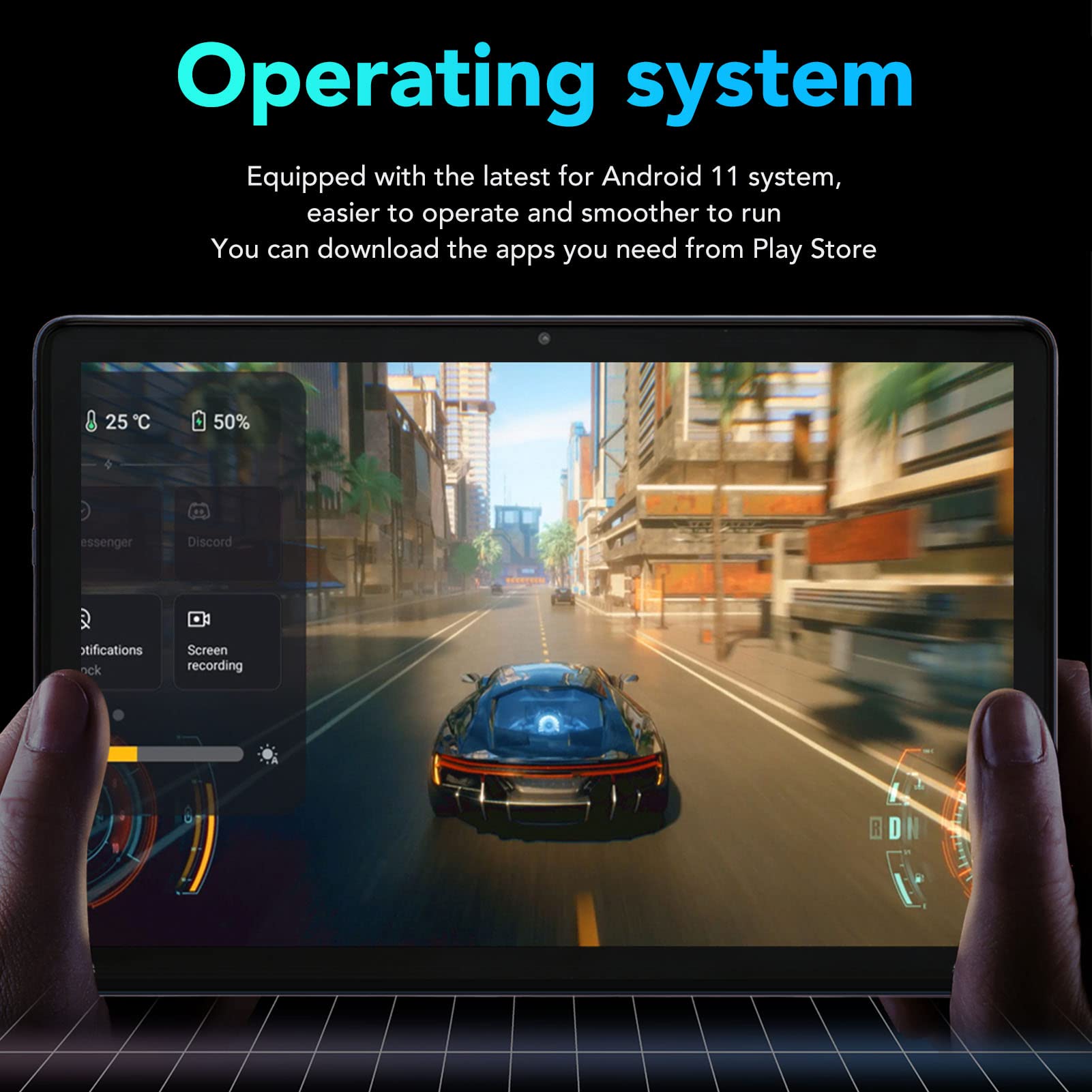 Gugxiom Tablet with Keyboard, 10.1in Office Tablet, 12GB RAM 256GB ROM Gaming Tablet, 1920x1200 FHD Display, 512GB Expandable, 12MP+24MP Camera, Octa Core CPU (Light Blue)