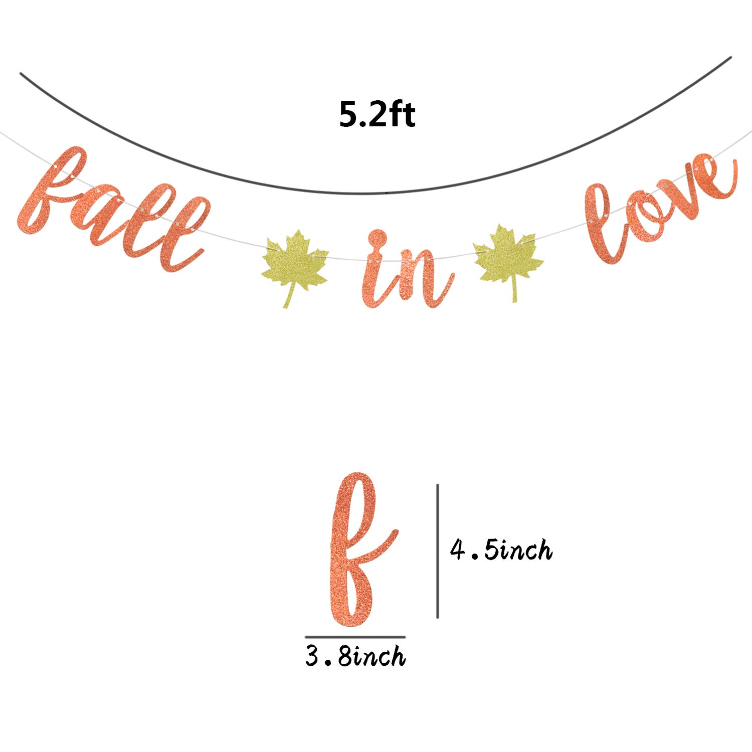 Rose Gold Glitter Fall in Love Banner-Fall Autumn/Wedding/Engagement/Bridal Shower Party Favors Supplies