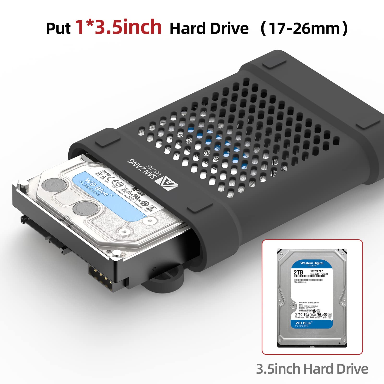 Hard Drive Case, 3.5 in HDD Case, Soft Silicone Hard Drive Disk Storage Case for External Hard Drive HDD, Storage Case with Anti-Slip for Shockproof Home Office