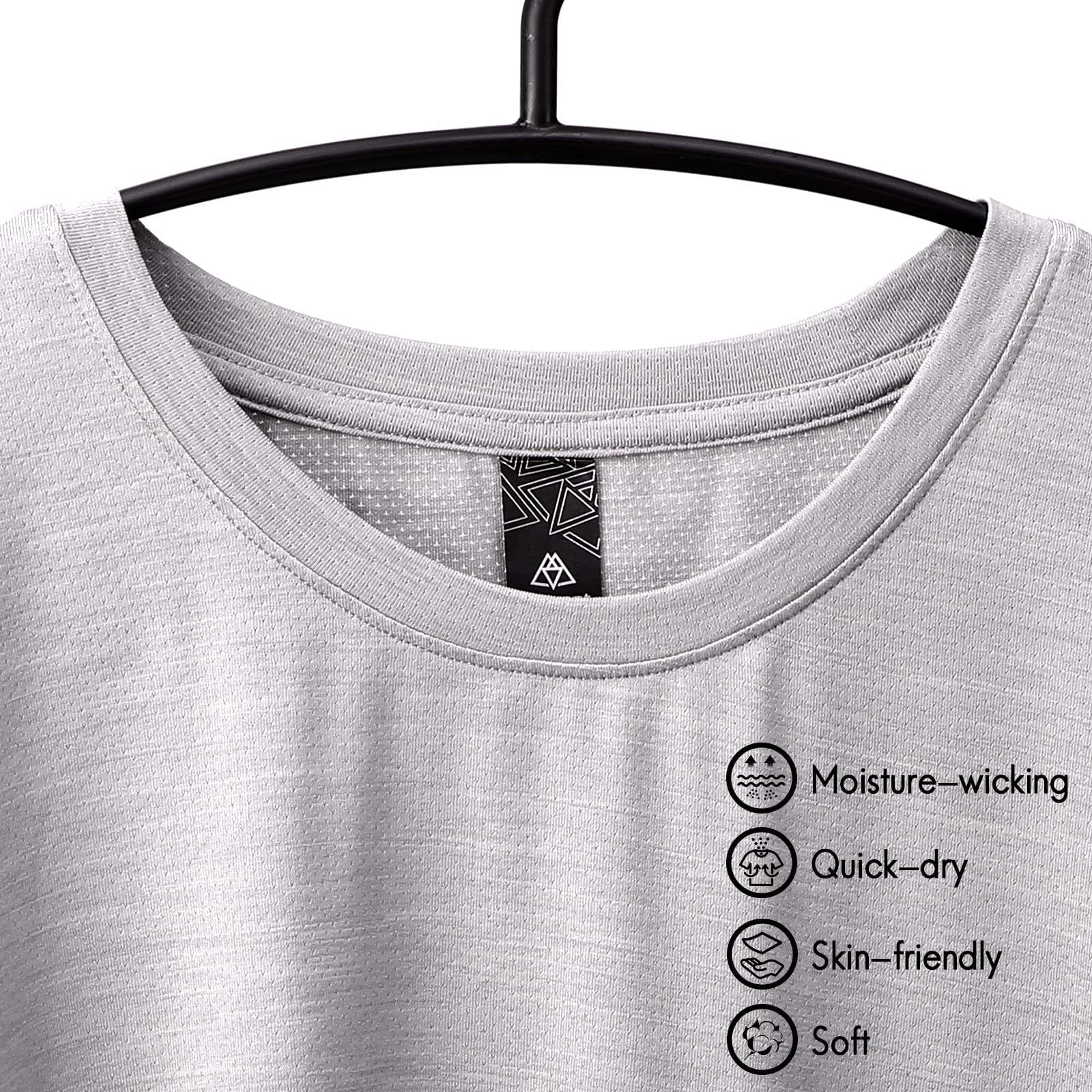 Haimont Mens Lightweight T Shirts with Pocket, Athletic Running Gym Workout Quick Dry Short Sleeve Crew Neck Tees, X-Large A-Grey