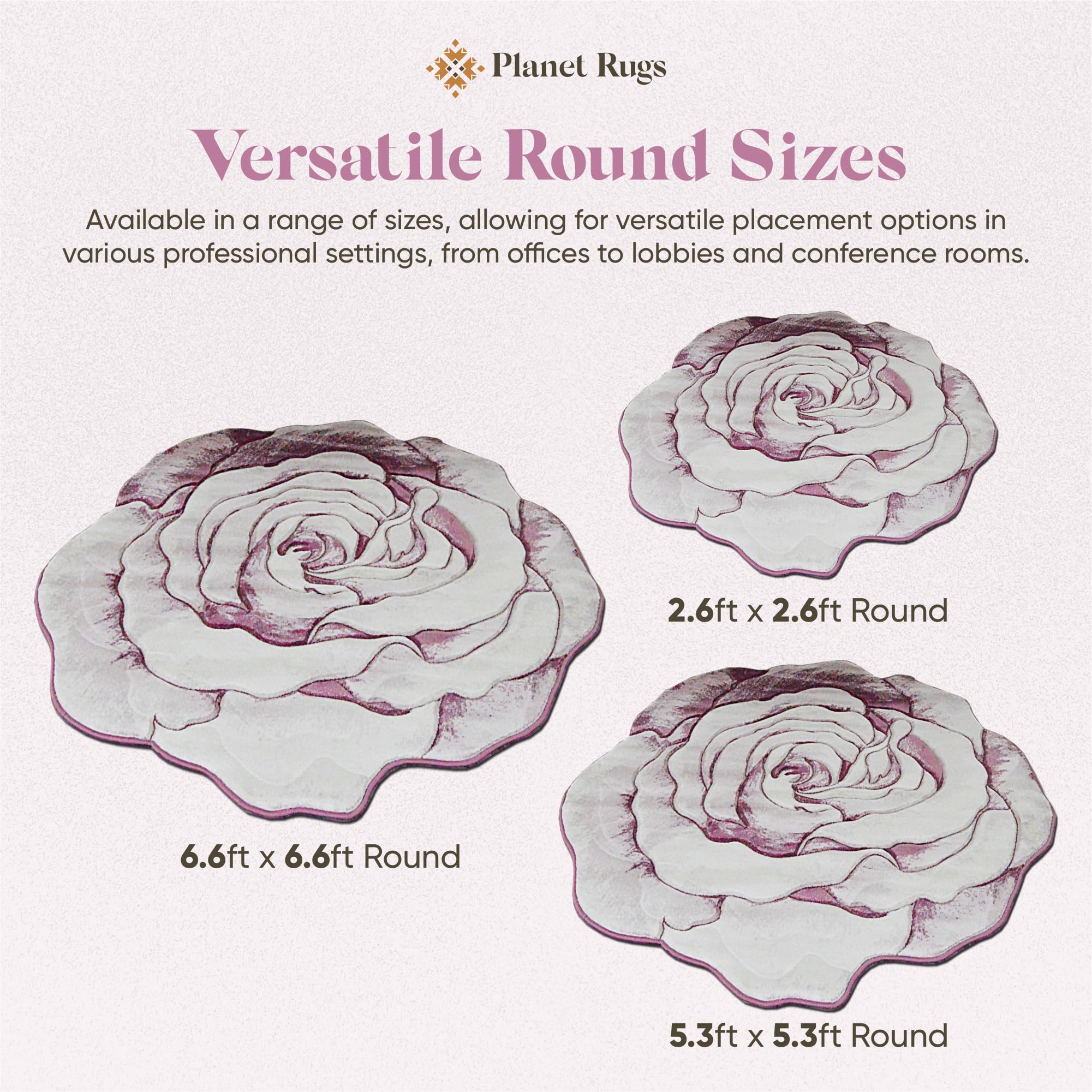 Rose Rug 6ft Round Area Rugs Cute Plush Flower Shaped Rug Circle Girly for Bedroom Floor Living Room Carpet 304 Pink