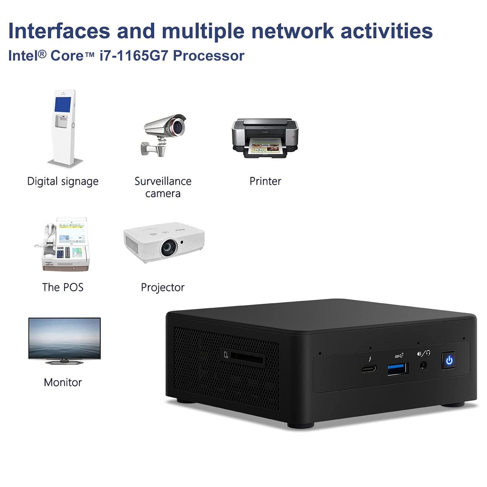 Intel NUC NUC11PAHi7 Mini PC/HTPC,Mini Computer,Windows 11,Four-Core i7 - Up to 4.7 GHz Turbo,NVMe SSD DDR4RAM,WiFi 6,BT 5.0 Thunderbolt 3,8K Support,Quadruple Monitor Capable(32GB RAM+1TB)