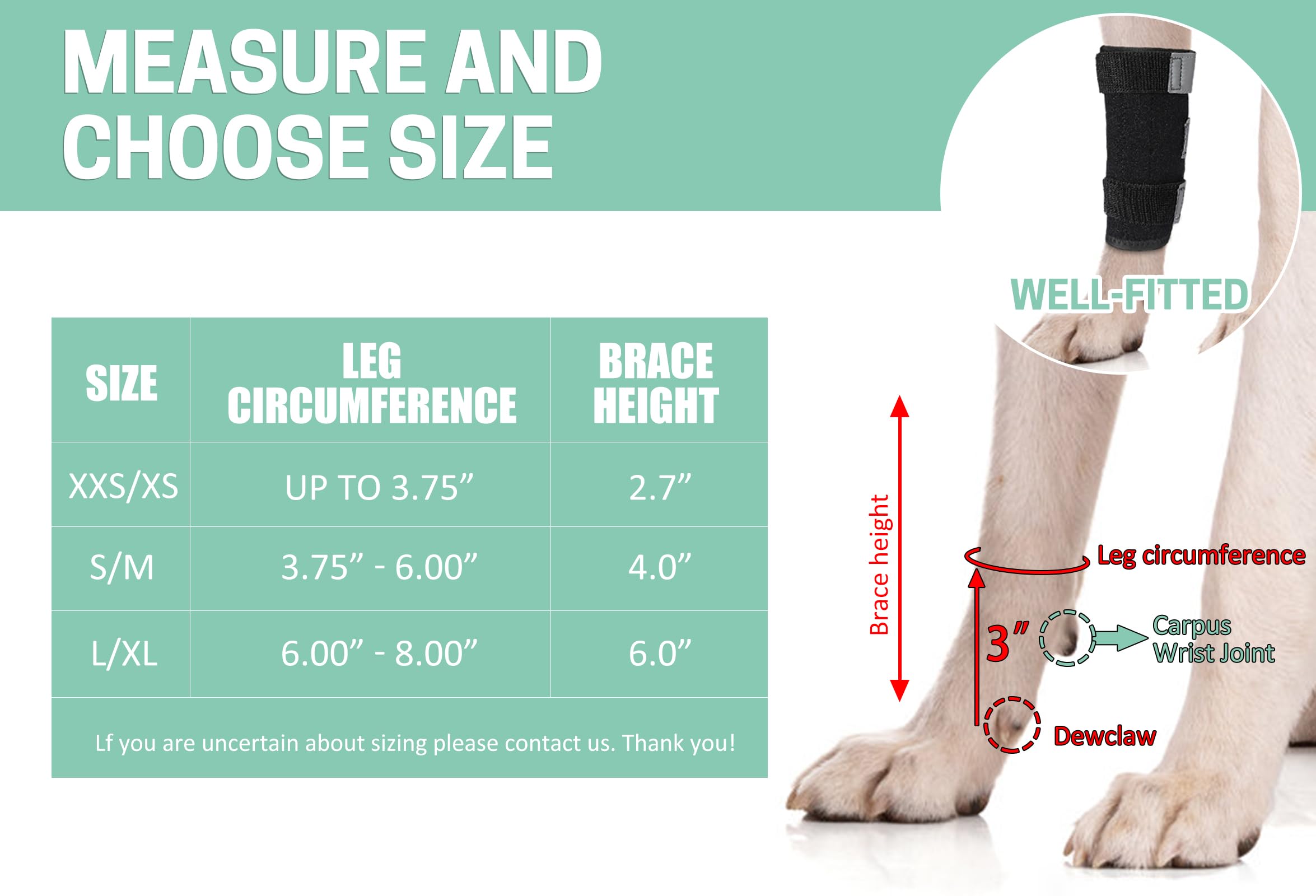 Lyderpet Dog Leg Brace Front Wrist or Carpal Support for Canine Dogs, Brace Compression Wraps with Metal Splints, Prevents Ankle Injuries&Sprains, Helps with Loss of Stability Caused by Arthritis