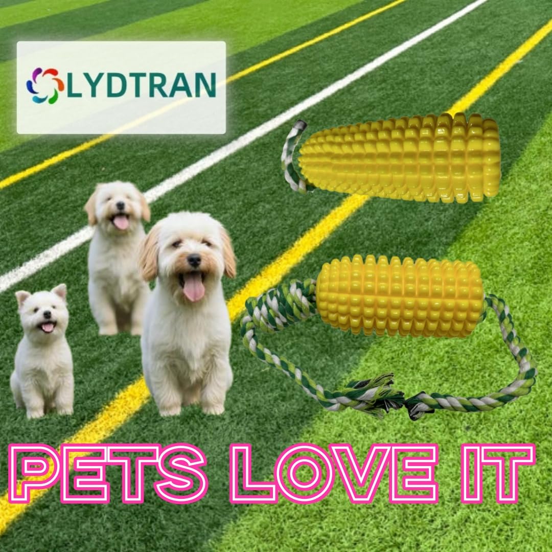 Lydtran Dog Dental Stick Corn Teeth Cleaning Chew Toy for Small Medium Large Dogs with Cotton Rope (Without Squeaker)