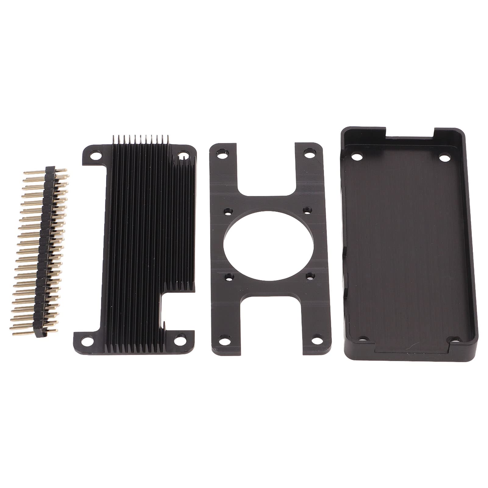 Passive Cooling Enclosure, Aluminum Alloy Passive Cooling Case Rigid and Fast Heat Conduction (Black Pin Header)