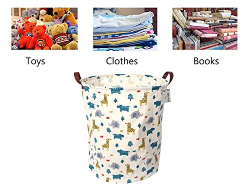Large Storage Basket, Laundry Hamper/Bathroom/Home Decor/Collapsible Round Storage Bin, Boys and Girls Storage Toys/Books/Clothes(Animals)