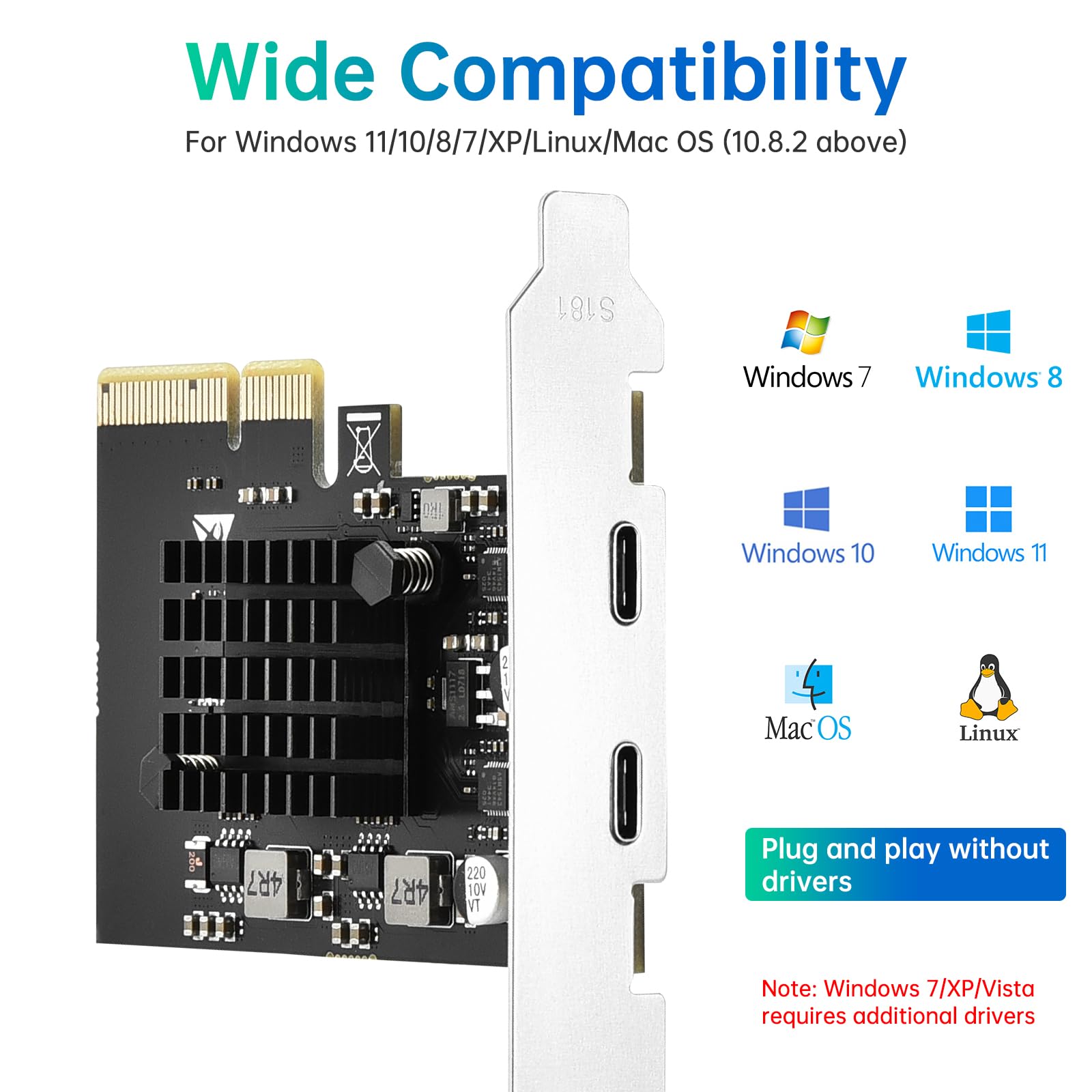 ELUTENG PCIE USB 3.0 Card 4 Ports PCI Expree to USB Expansion Card Super Speed 5Gbps PCI-e USB3 Hub Controller Adapter for Windows 10/8.1/8/7/XP/Vista