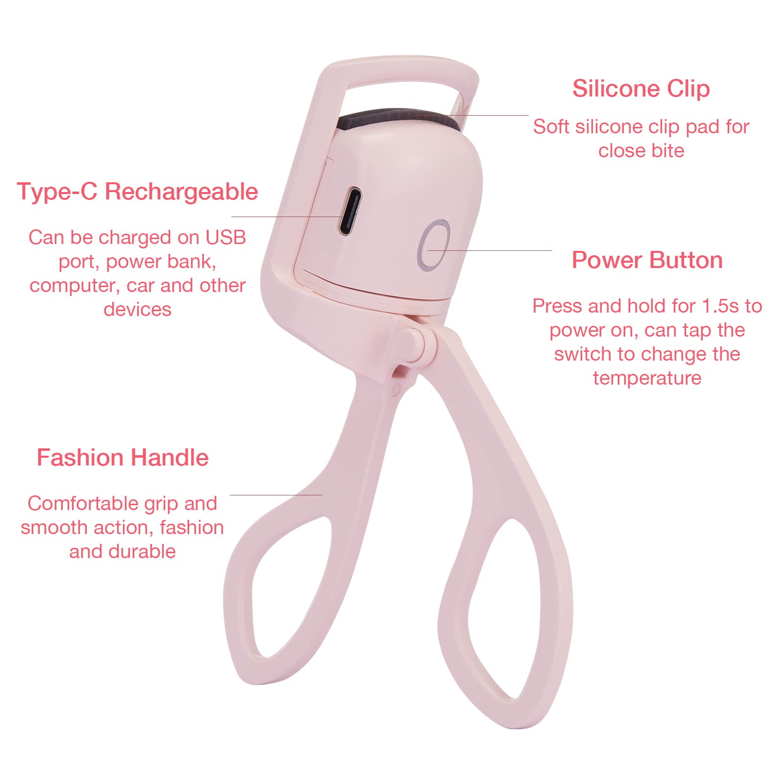 HUAKARAD Heated Eyelash Curler with Comb, USB Rechargeable Electric Eyelash Curler, Warm Eyelash Curler,2 Heating Modes Eyelash Curlers Heated Quick Natural, Long Lasting