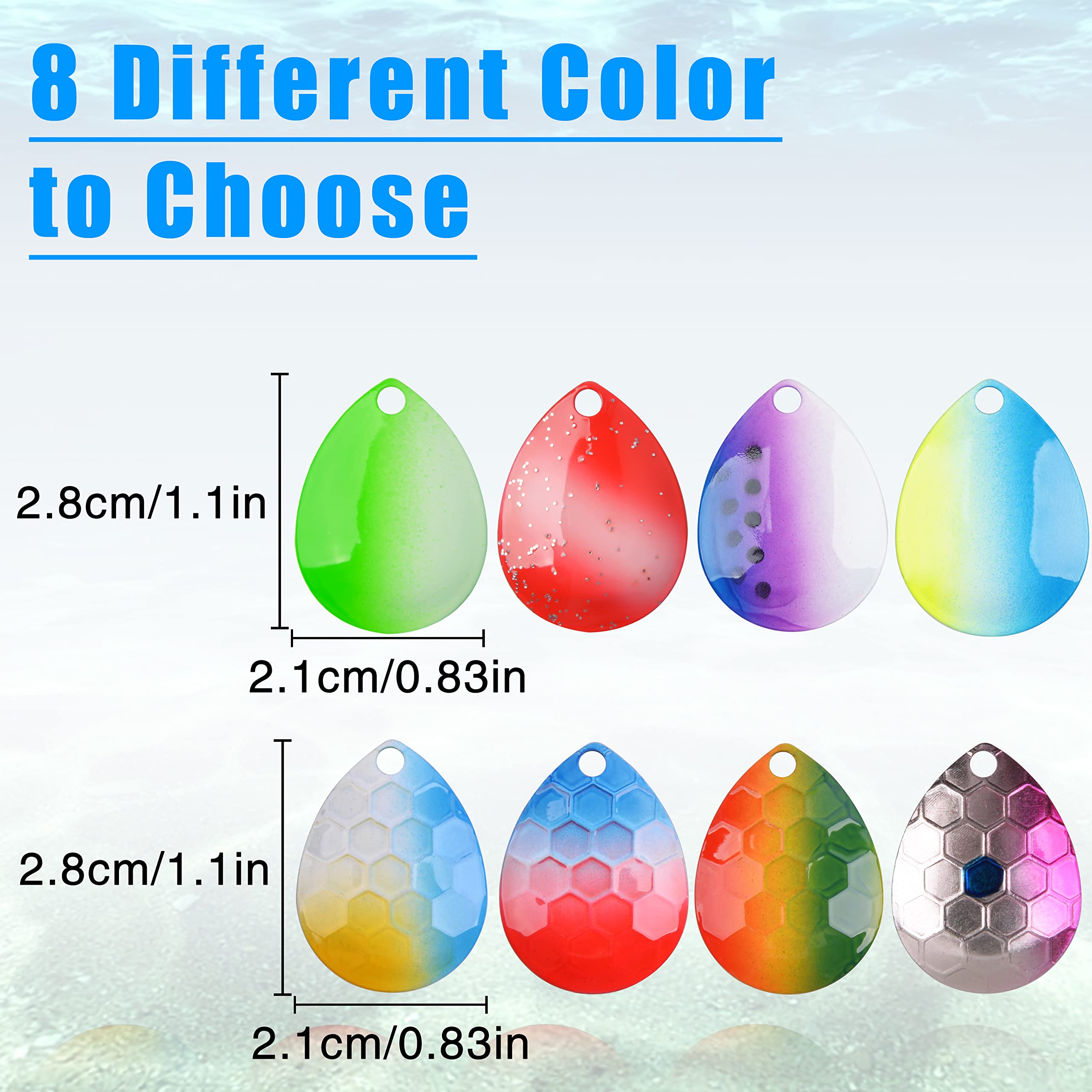 Fishing Spinner Blades Colorado Blades Hammered Custom Fishing Spinners DIY Lure Making Supplies Colorful Fishing Spoons for Walleye Rig Inline Spinners 40pcs