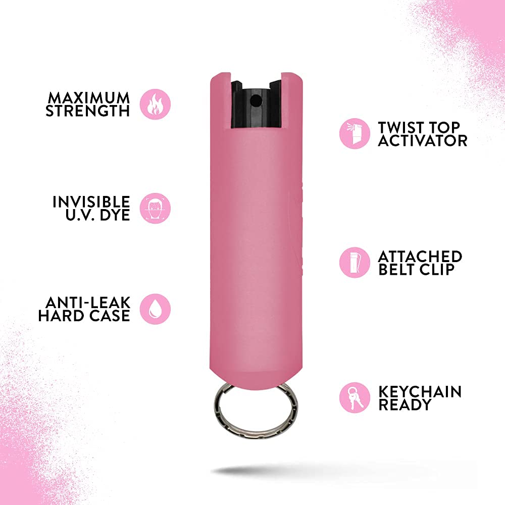 Guard Dog Pepper Spray Stun Gun Combo Pack - Self Defense Keychain Set, Personal Safety Devices for Women, Home Defense & Self Defense Kit - Pink