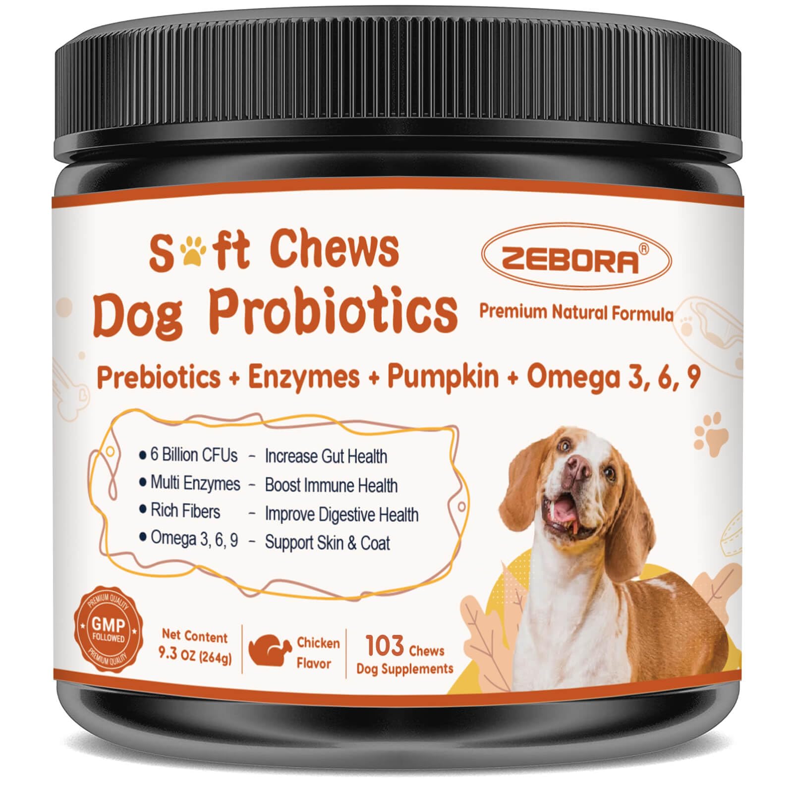 Probiotics for Dogs, Dog Probiotics for Digestive Health, Plus Pumpkin and Fish Oil, for Gut & Itchy, 103 Soft Chews