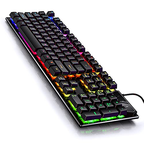 Keyboard Black,Mechanical Gaming Keyboard - Multi Color RGB Illuminated LED Backlit Wired Programmable for Gamer